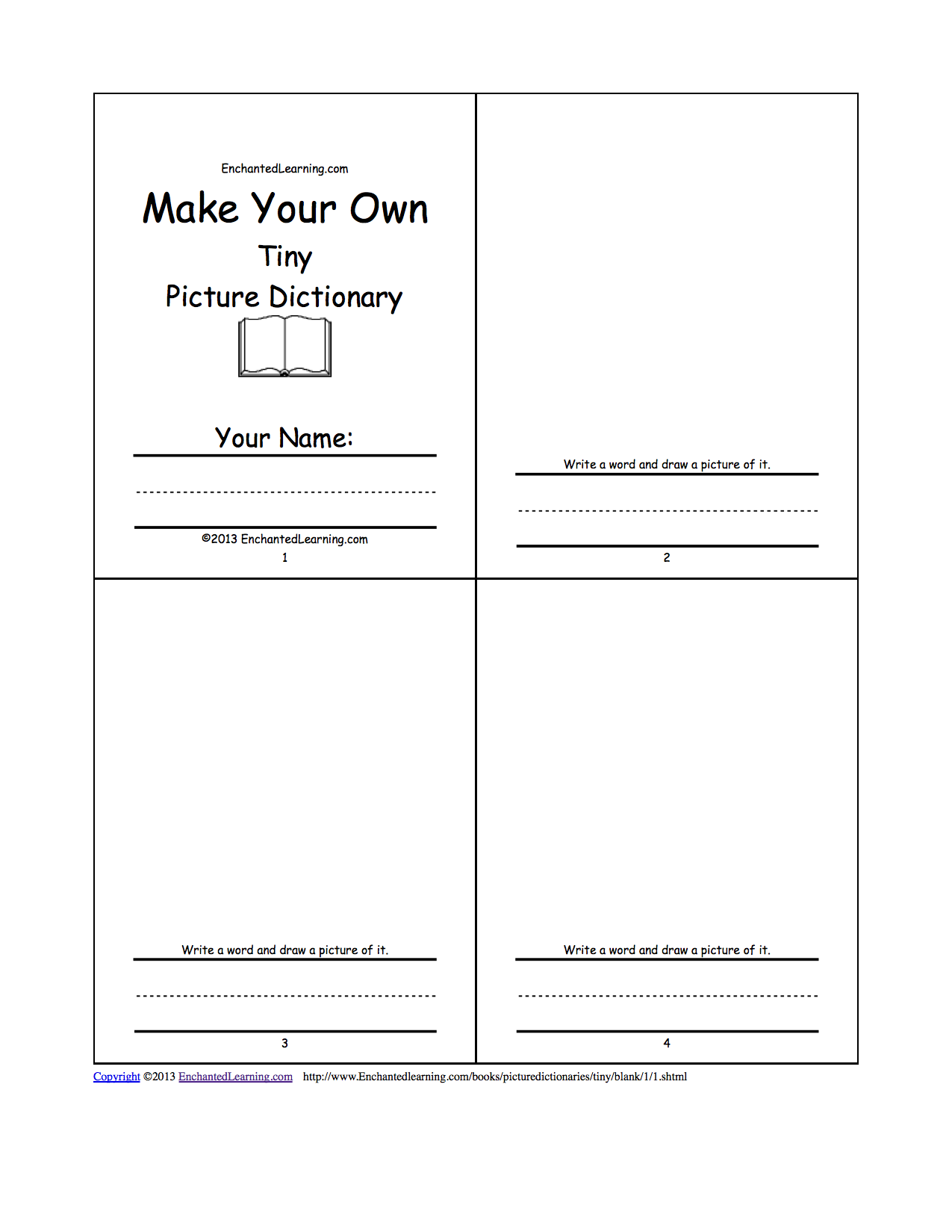 Make Your Own Tiny Picture Dictionary A Short Book To Print Make Your Own Tiny Picture Dictionary A Short Book To Print