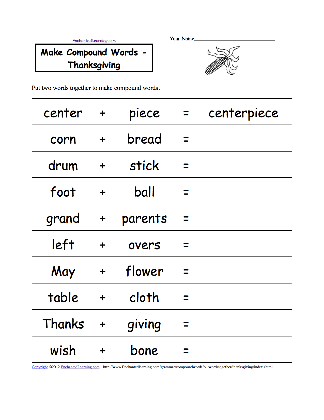Thanksgiving Crafts Worksheets And Activities EnchantedLearning