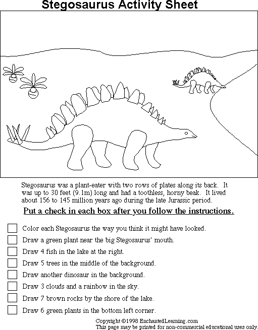Stegosaurus Activity Printout - ZoomDinosaurs.com
