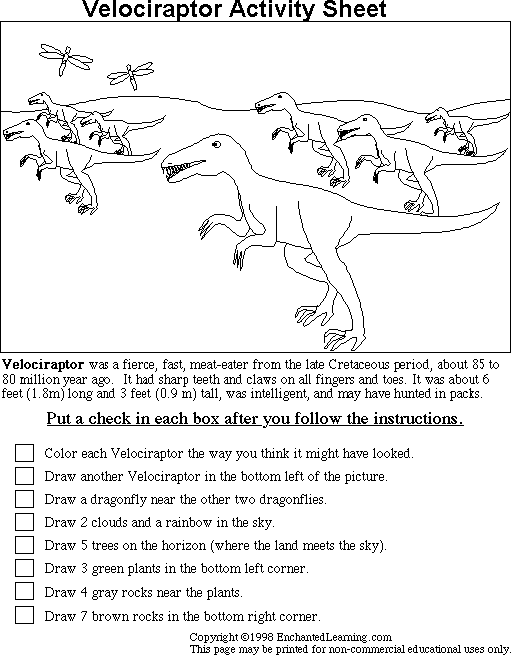 Velociraptor Activity Printout - ZoomDinosaurs.com