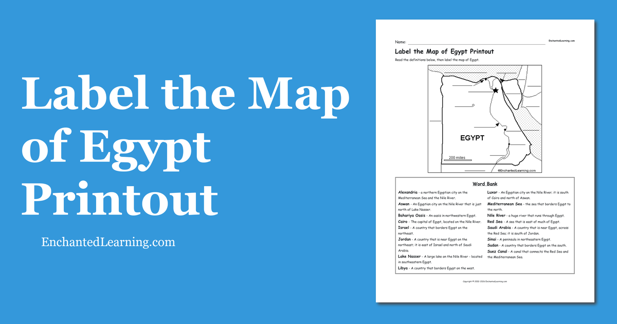 Label the Map of Egypt Printout - Enchanted Learning