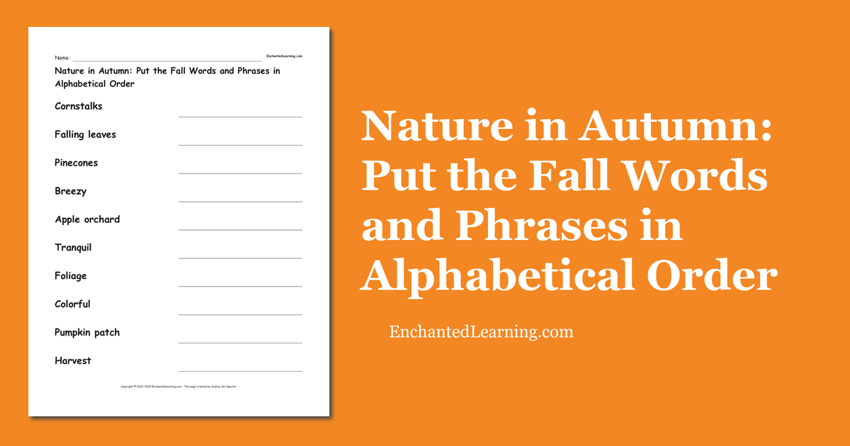 Nature in Autumn: Put the Fall Words and Phrases in Alphabetical Order ...