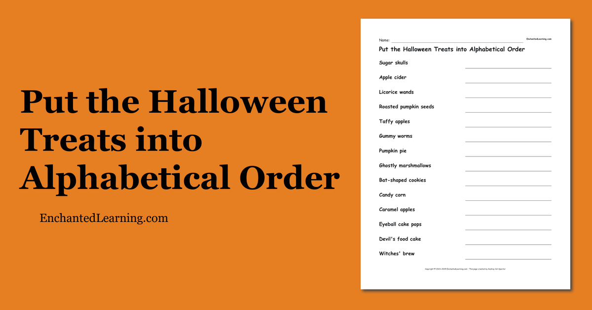 Put the Halloween Treats into Alphabetical Order - Enchanted Learning