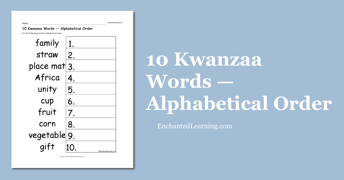 10 Kwanzaa Words — Alphabetical Order - Enchanted Learning