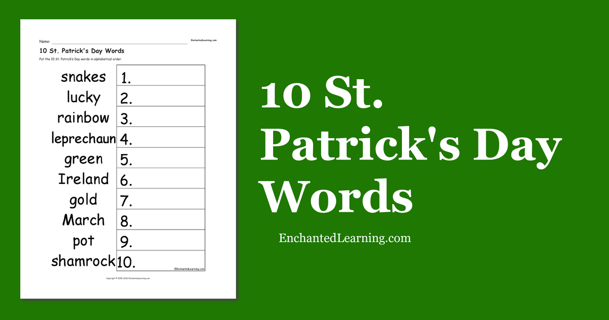 10 St. Patrick's Day Words — Alphabetical Order Worksheet - Enchanted ...