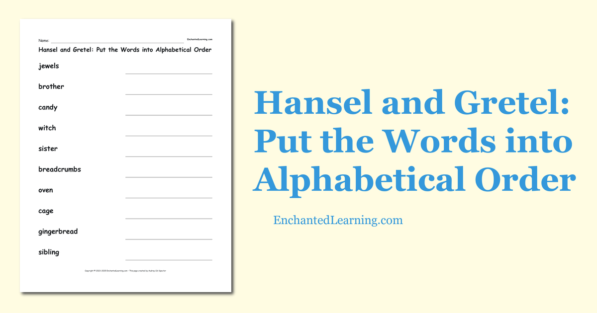 Hansel and Gretel: Put the Words into Alphabetical Order - Enchanted ...