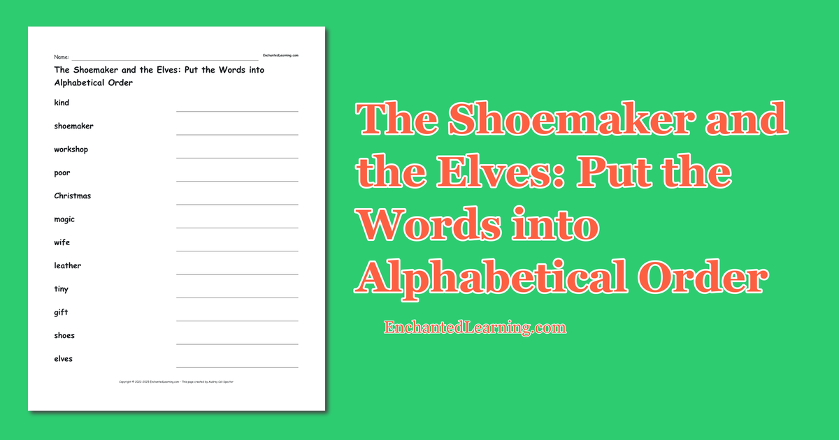 The Shoemaker and the Elves: Put the Words into Alphabetical Order ...