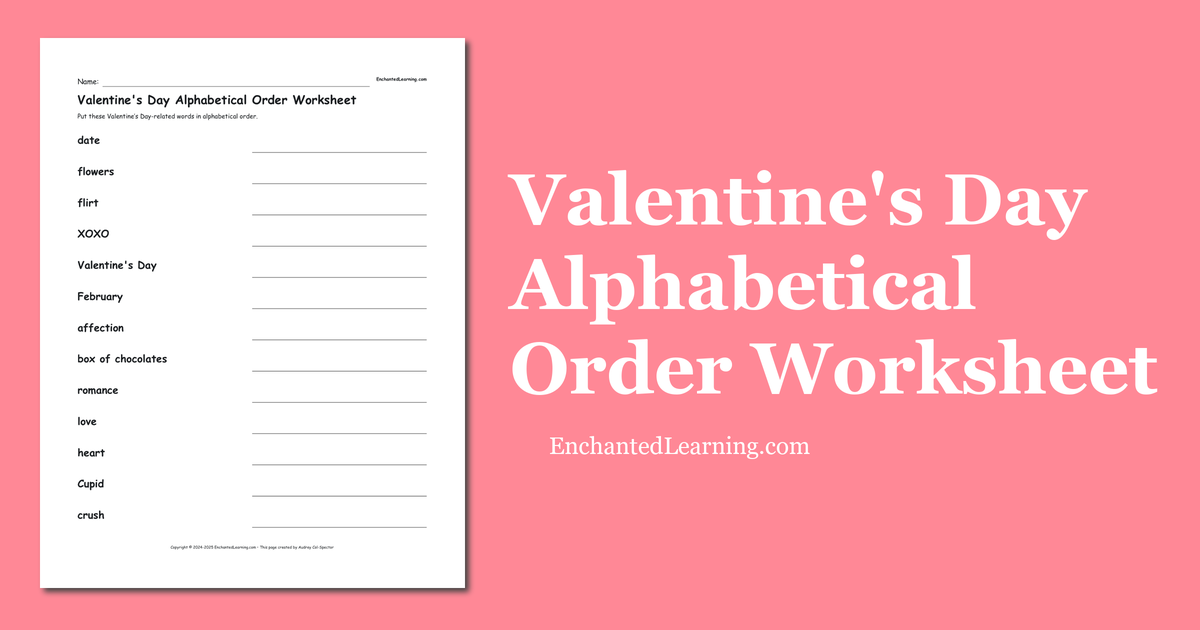 Valentine's Day Alphabetical Order Worksheet - Enchanted Learning