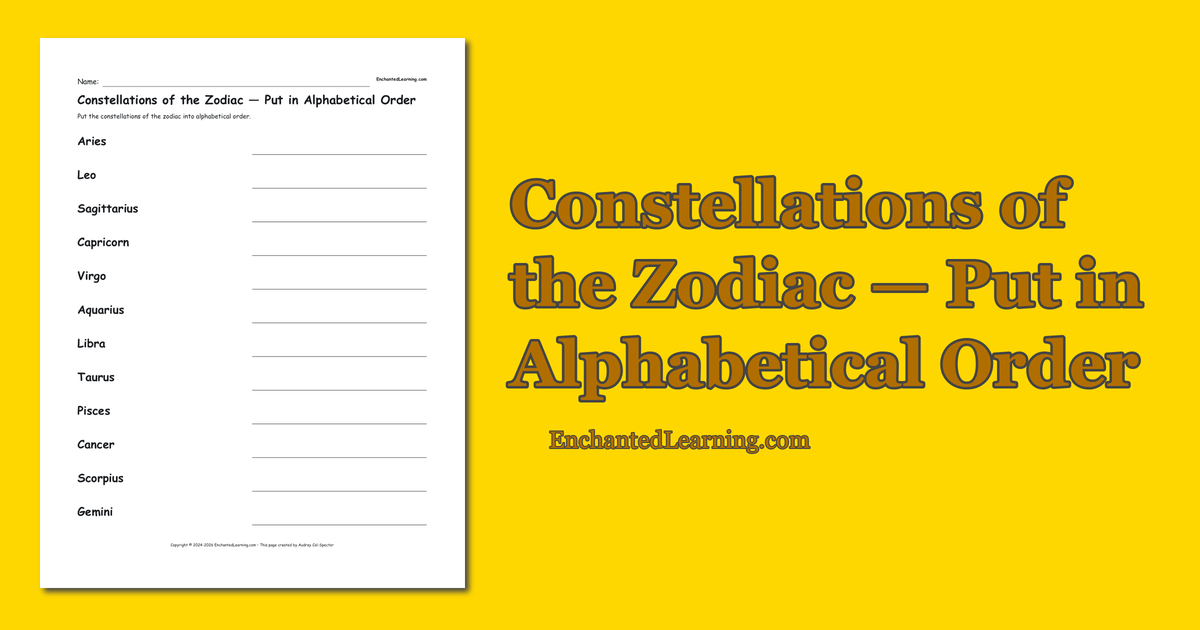 Constellations of the Zodiac — Put in Alphabetical Order - Enchanted ...