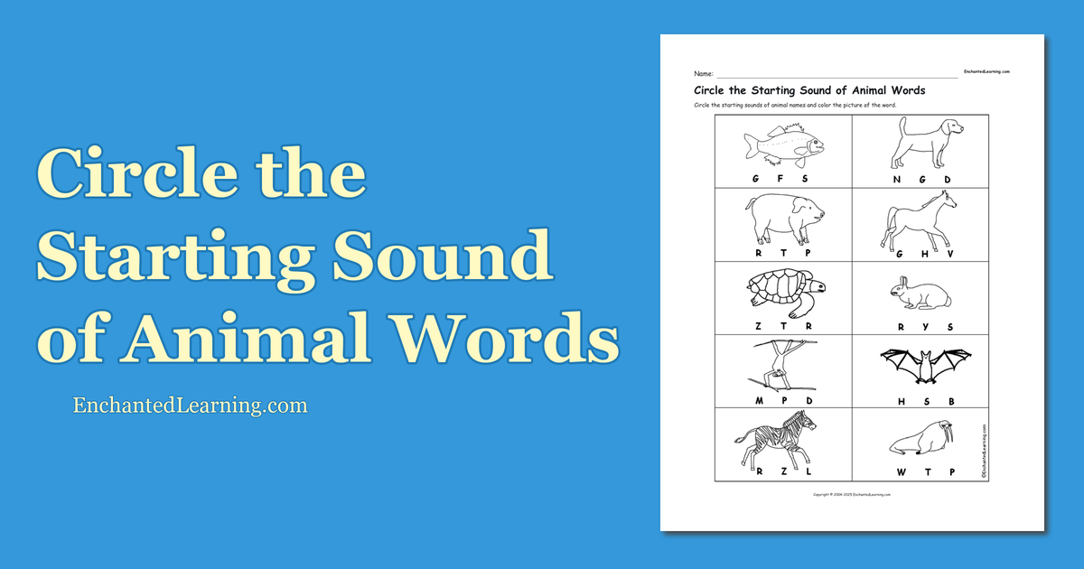Circle the Starting Sound of Animal Words - Enchanted Learning