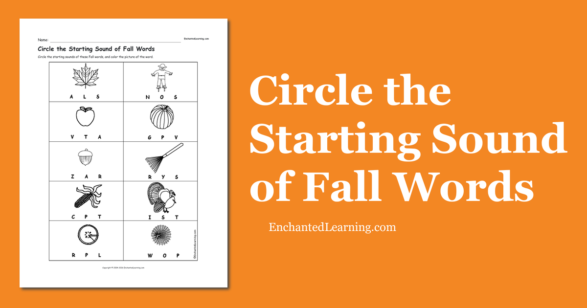 Circle the Starting Sound of Fall Words - Enchanted Learning