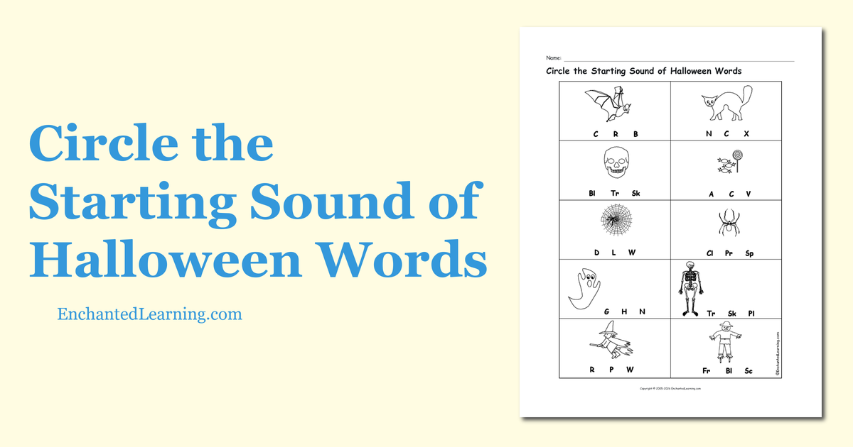 Circle the Starting Sound of Halloween Words - Enchanted Learning