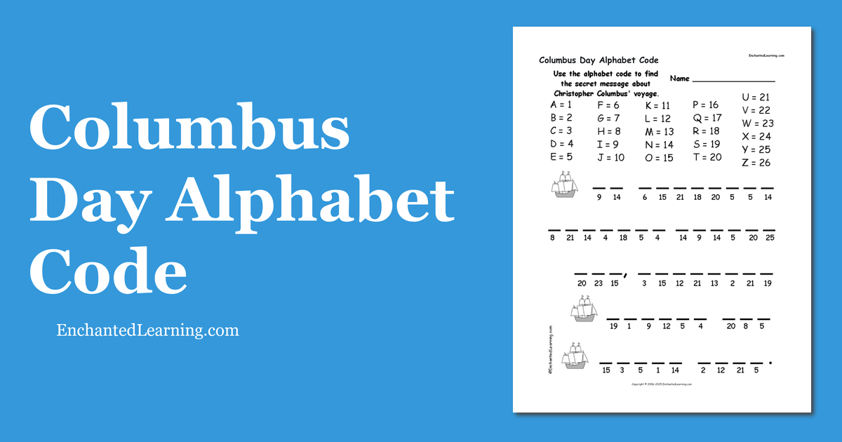 Columbus Day Alphabet Code - Enchanted Learning