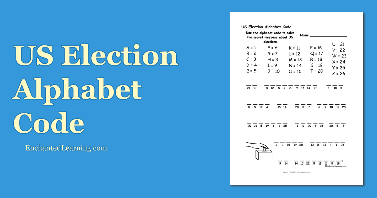 US Election Alphabet Code Worksheet - Enchanted Learning