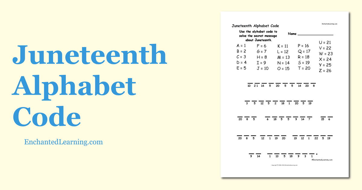 Juneteenth Alphabet Code - Enchanted Learning
