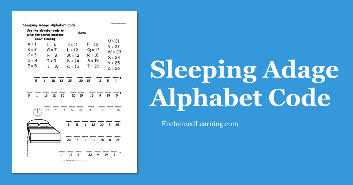 Sleeping Adage Alphabet Code - Enchanted Learning
