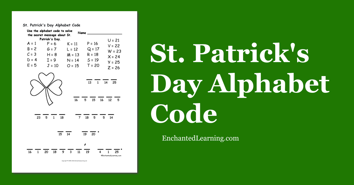 St. Patrick's Day Alphabet Code - Enchanted Learning