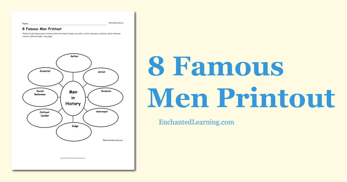 8 Famous Men Printout - Enchanted Learning