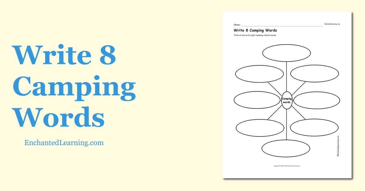 Write 8 Camping Words - Enchanted Learning