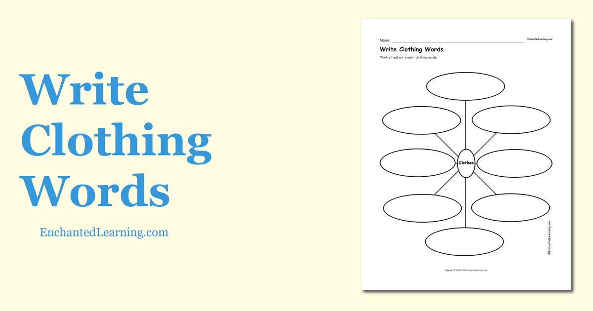 Write Clothing Words - Enchanted Learning