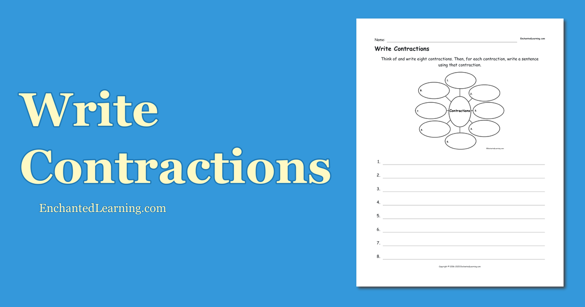 Write Contractions - Enchanted Learning
