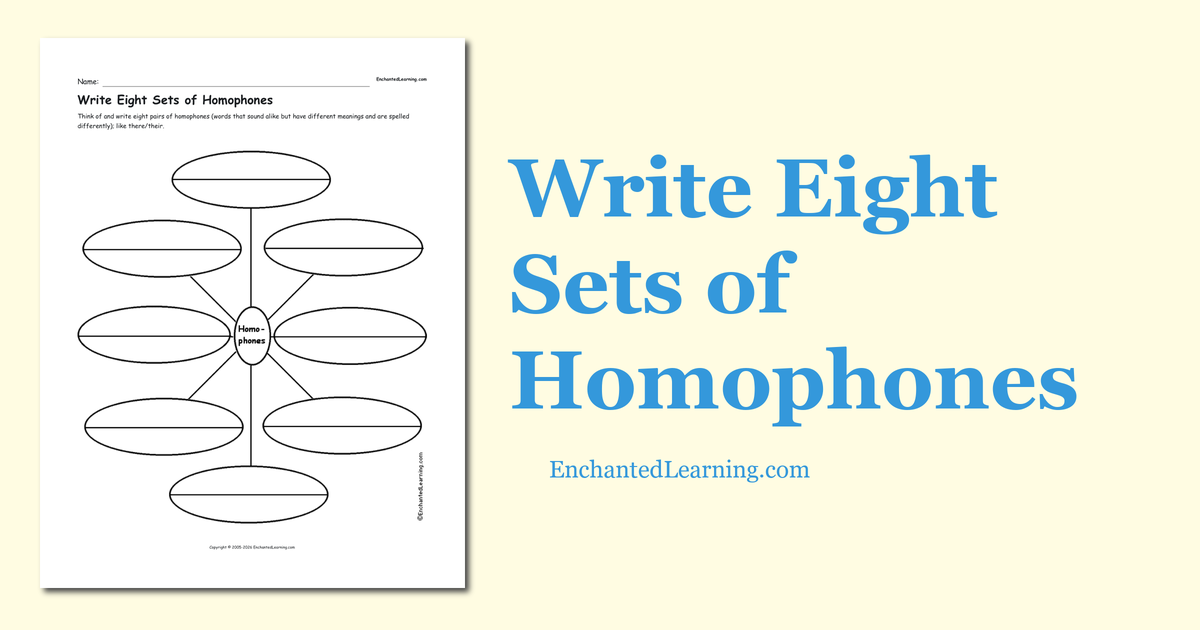 Write Eight Sets of Homophones - Enchanted Learning