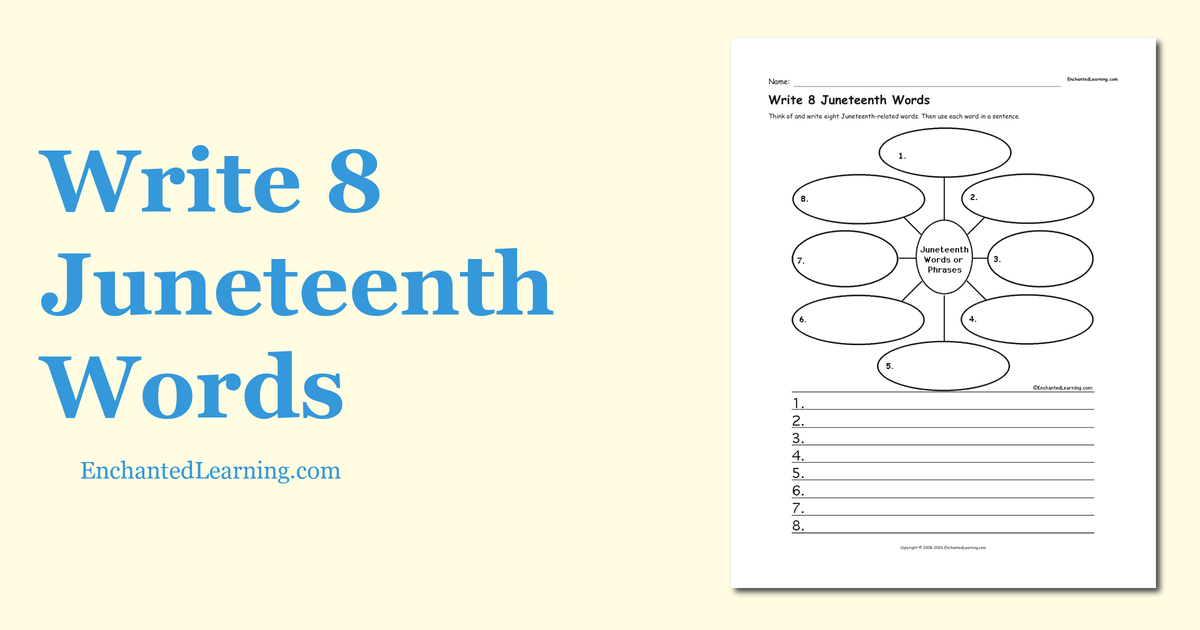 Write 8 Juneteenth Words - Enchanted Learning