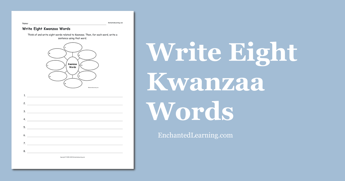 Write Eight Kwanzaa Words - Enchanted Learning