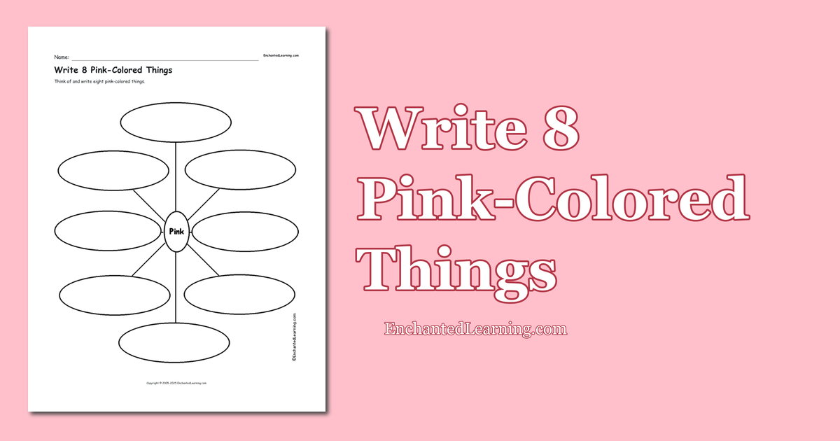 Write 8 Pink-Colored Things - Enchanted Learning