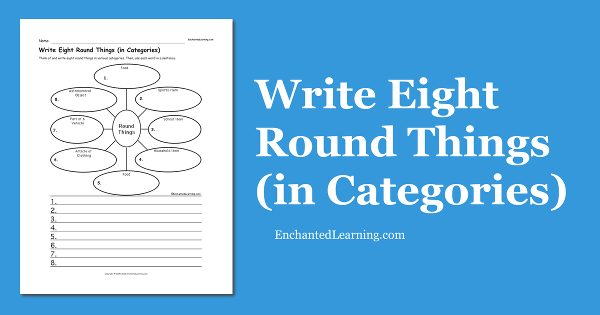 Write Eight Round Things (in Categories) - Enchanted Learning