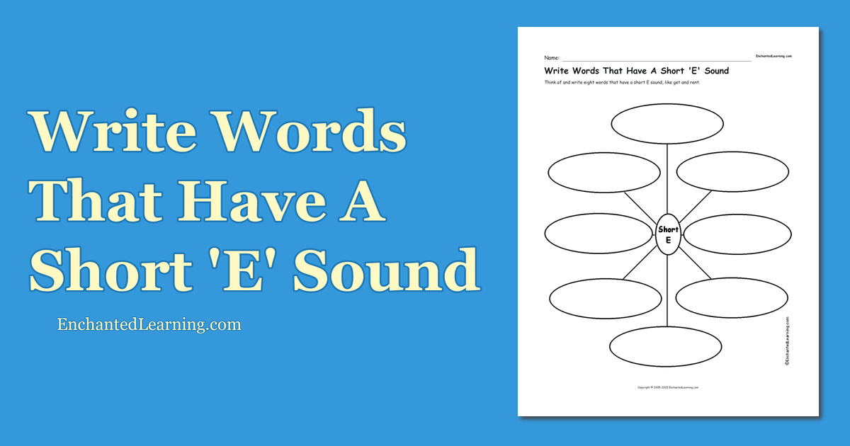 Write Words That Have A Short 'E' Sound - Enchanted Learning