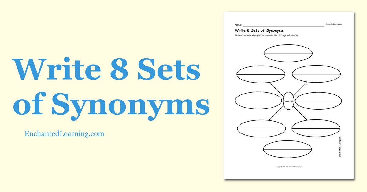 Write 8 Sets of Synonyms - Enchanted Learning