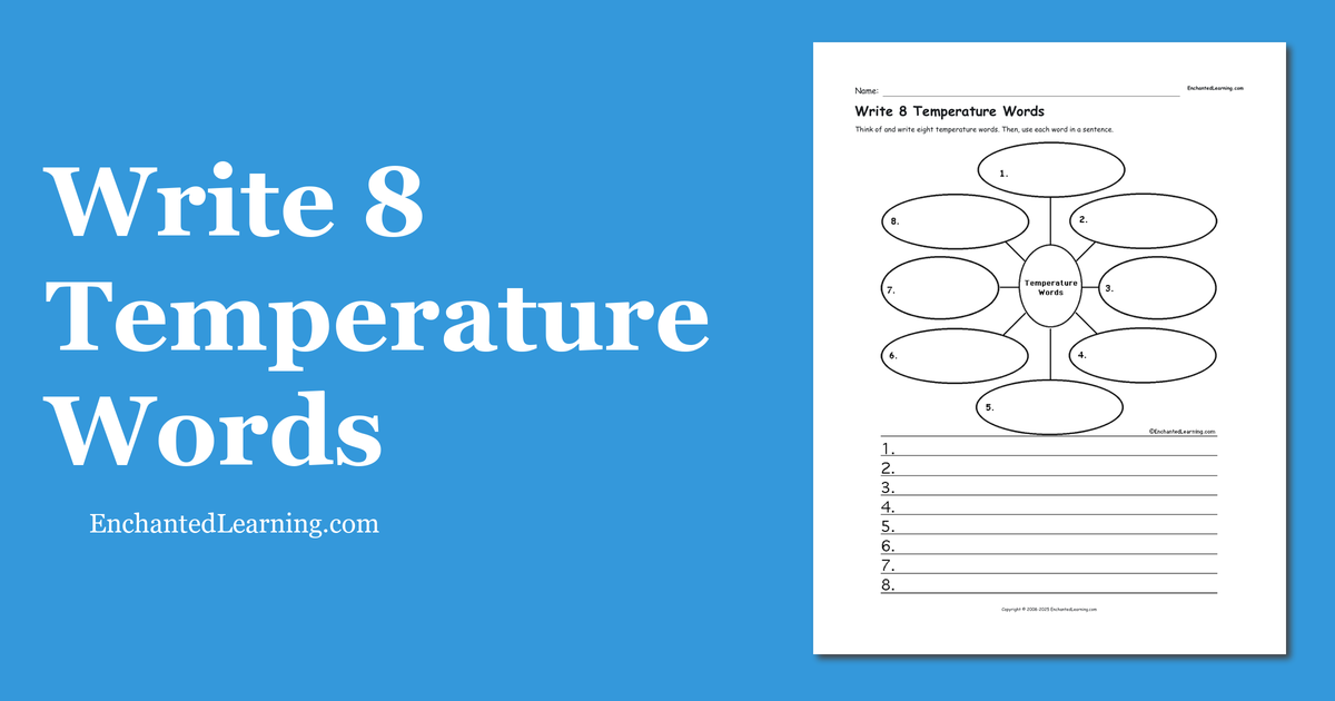 Write 8 Temperature Words - Enchanted Learning