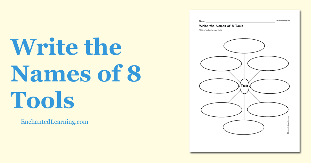 Write the Names of 8 Tools - Enchanted Learning