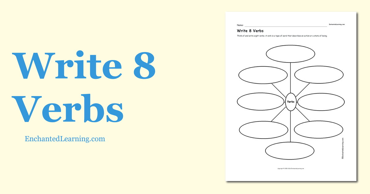 Write 8 Verbs - Enchanted Learning