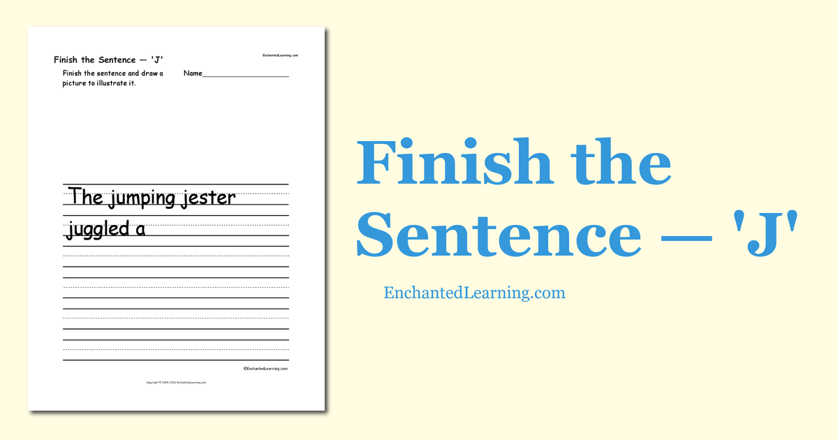Finish the Sentence — 'J' - Enchanted Learning