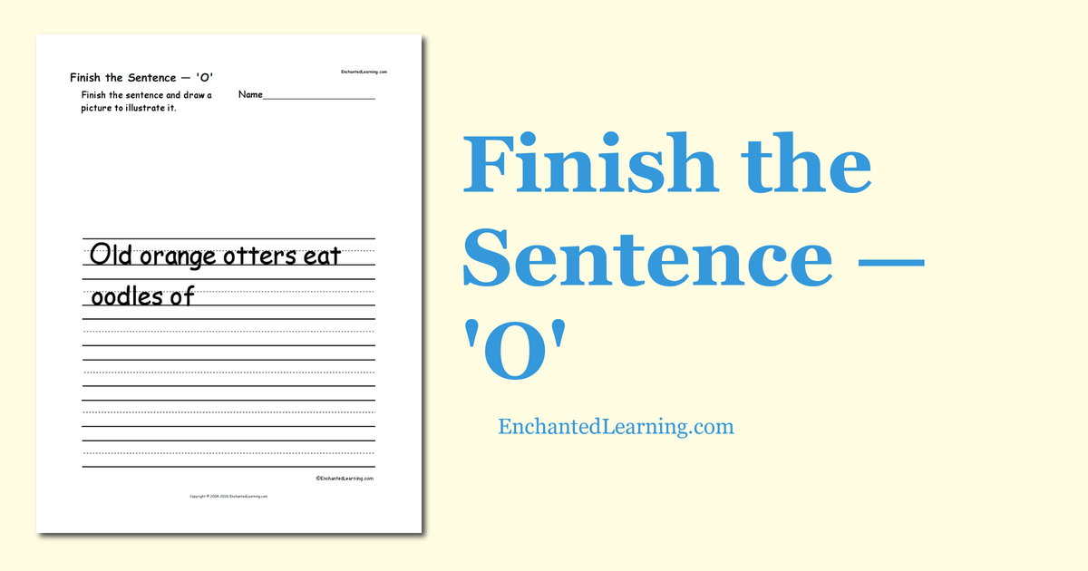 Finish the Sentence — 'O' - Enchanted Learning