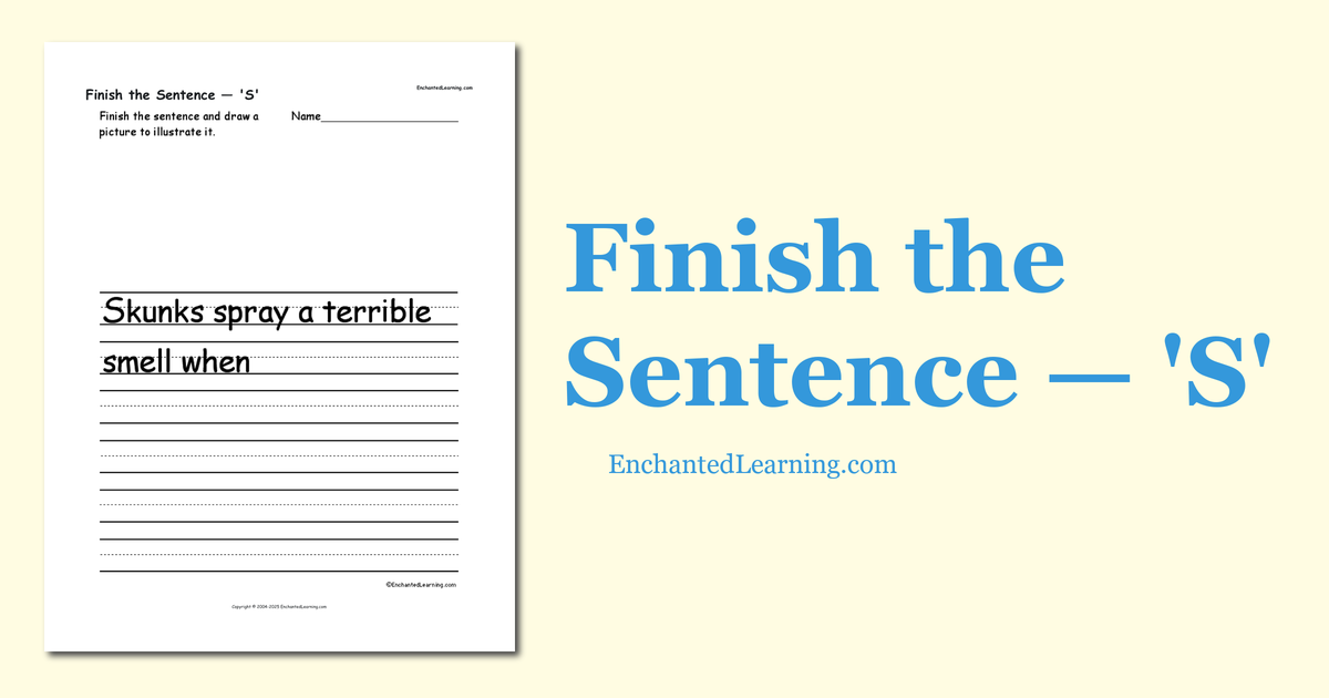 Finish the Sentence — 'S' - Enchanted Learning
