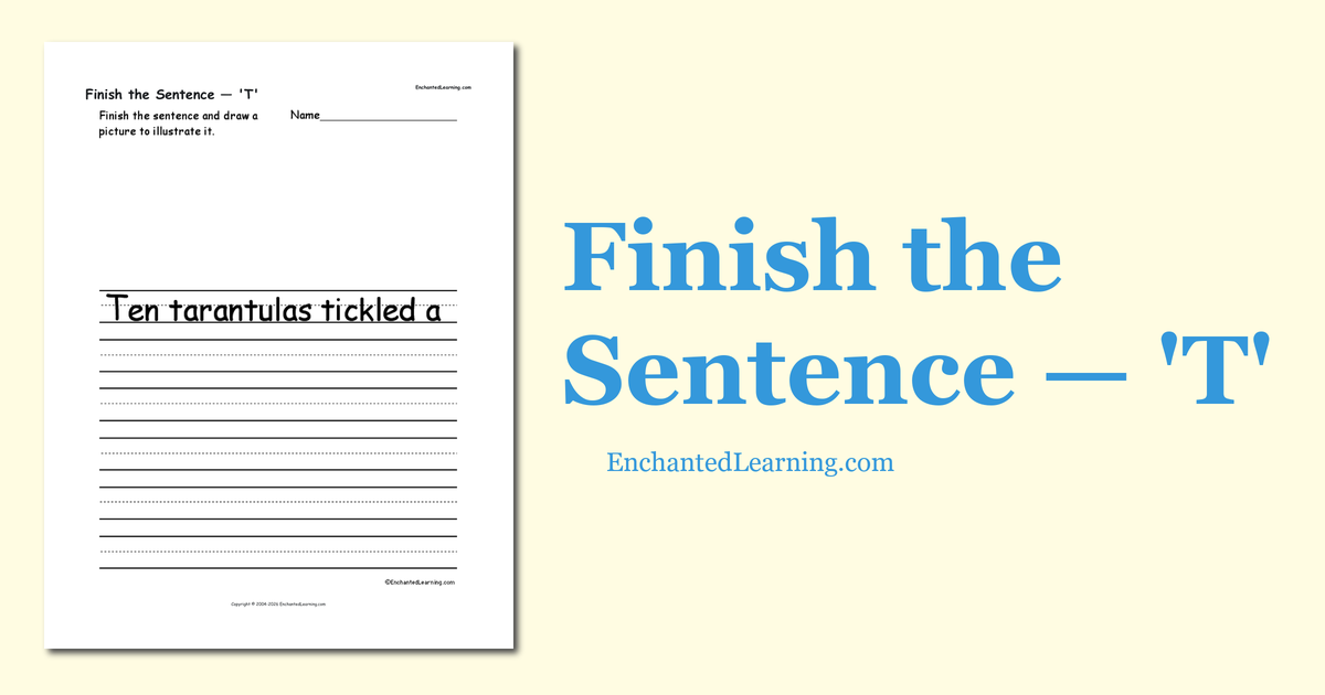 Finish the Sentence — 'T' - Enchanted Learning