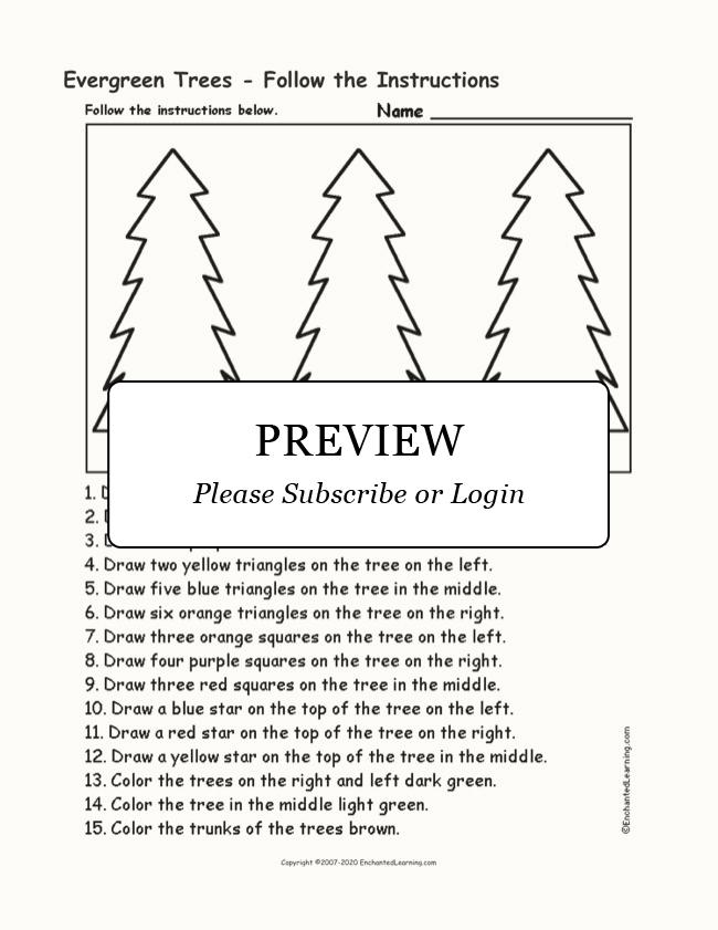 Evergreen Trees - Follow the Instructions - Enchanted Learning