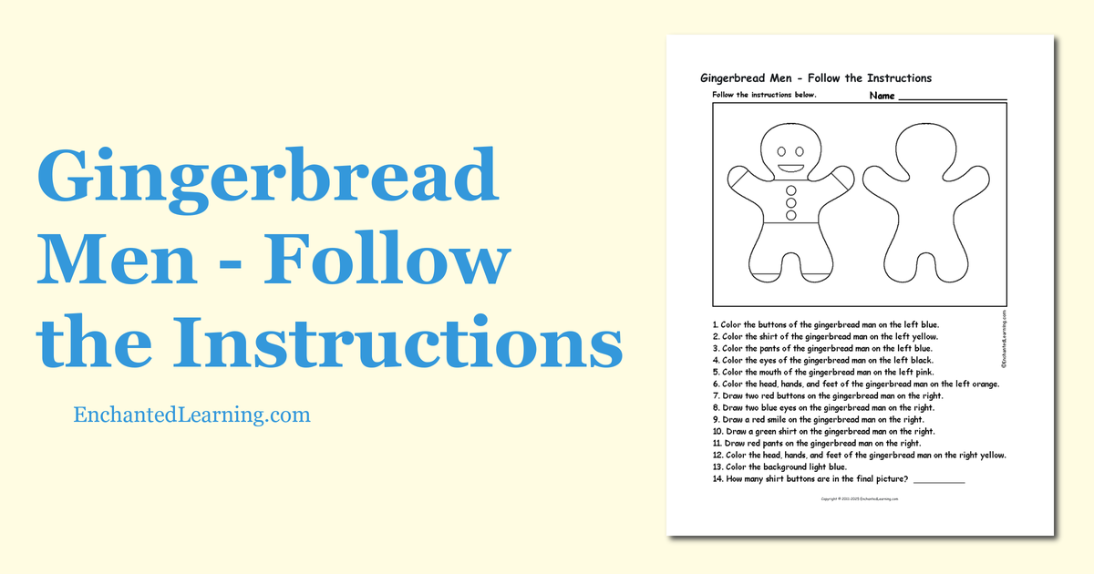 Gingerbread Men - Follow the Instructions - Enchanted Learning