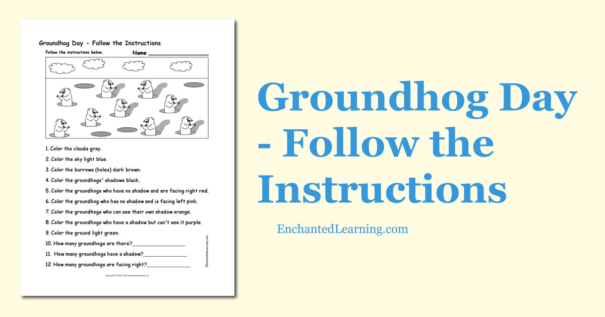 Groundhog Day - Follow the Instructions - Enchanted Learning