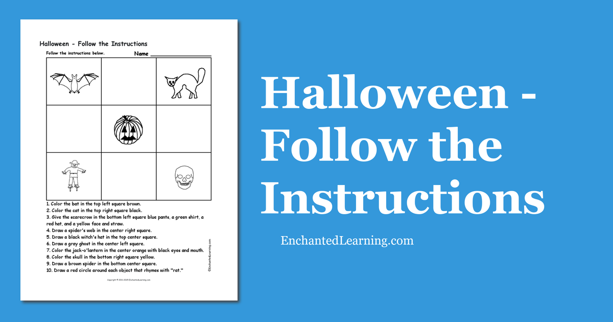Halloween Grid - Follow the Instructions - Enchanted Learning