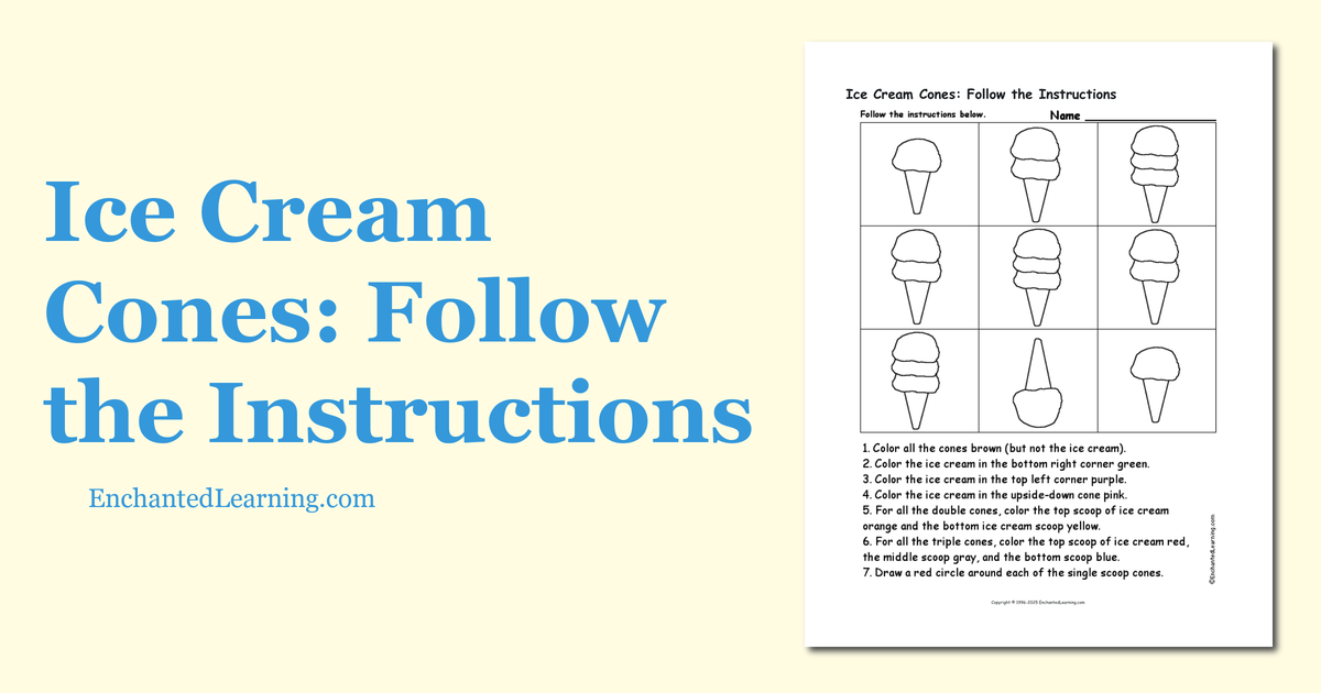Ice Cream Cones: Follow the Instructions - Enchanted Learning