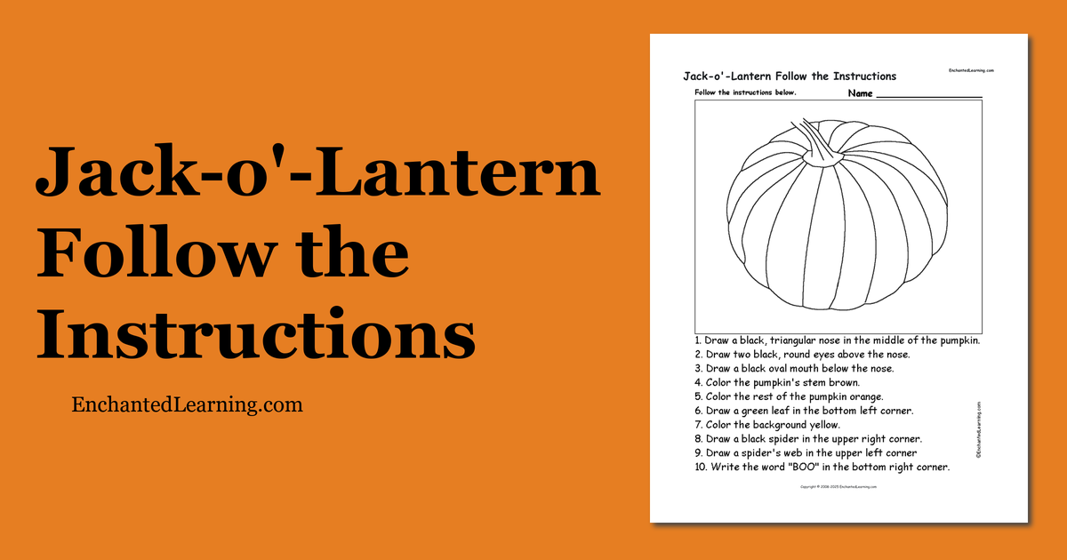 Jack-o'-Lantern Follow the Instructions - Enchanted Learning