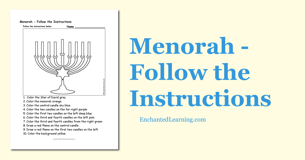 Menorah - Follow the Instructions - Enchanted Learning