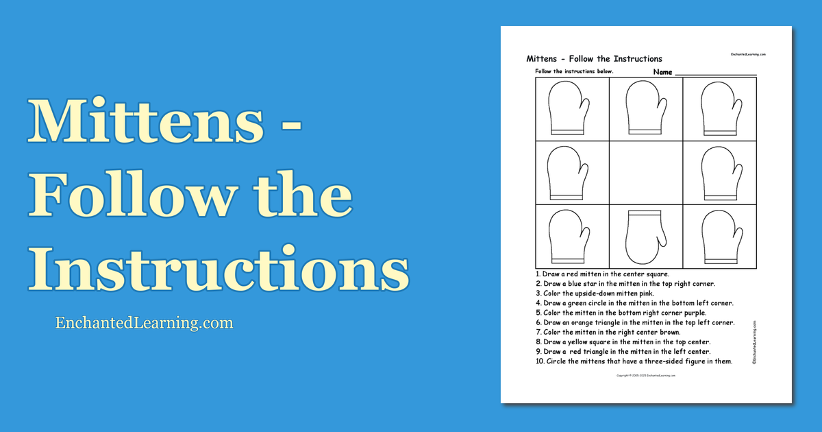 Mittens - Follow the Instructions - Enchanted Learning