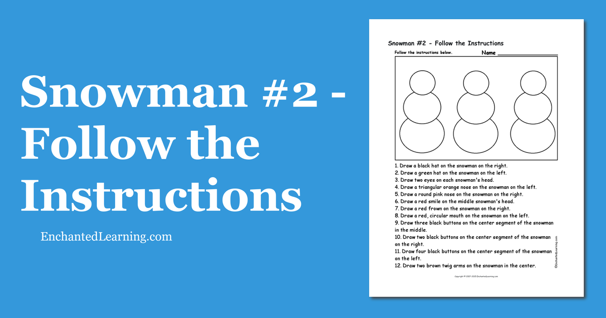 Snowman #2 - Follow the Instructions - Enchanted Learning
