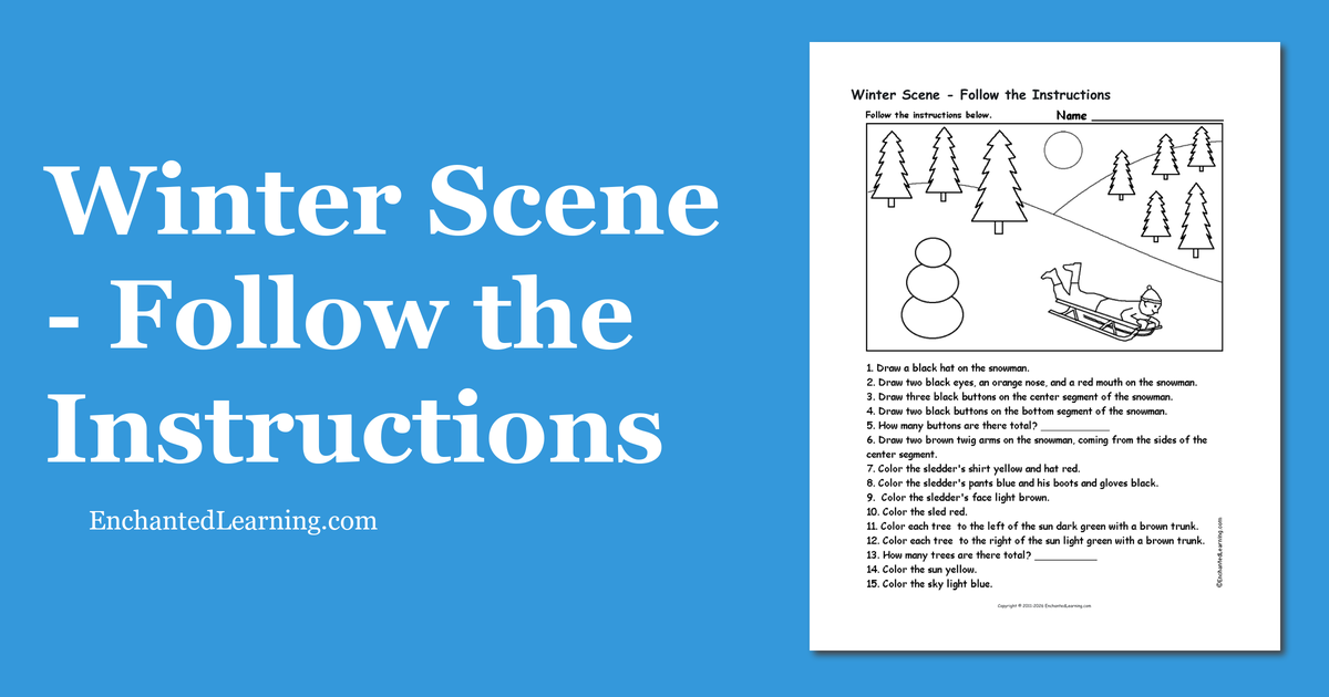 Winter Scene - Follow the Instructions - Enchanted Learning