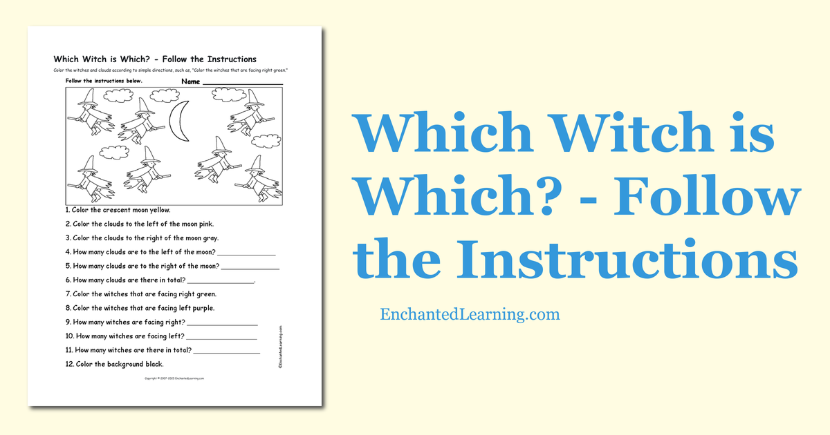 Which Witch is Which? - Follow the Instructions - Enchanted Learning